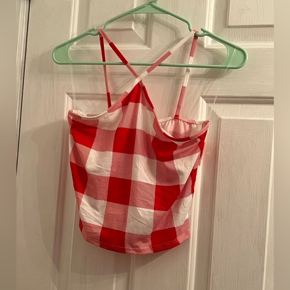Persaya | Tops | Size Medium Red White Checkered Plaid Cross Front Back ...